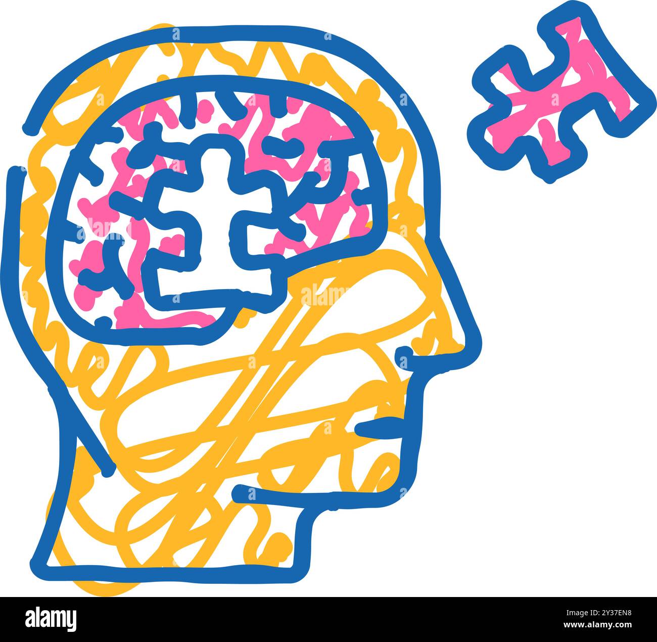 memory recall neuroscience neurology icon doodle illustration Stock ...