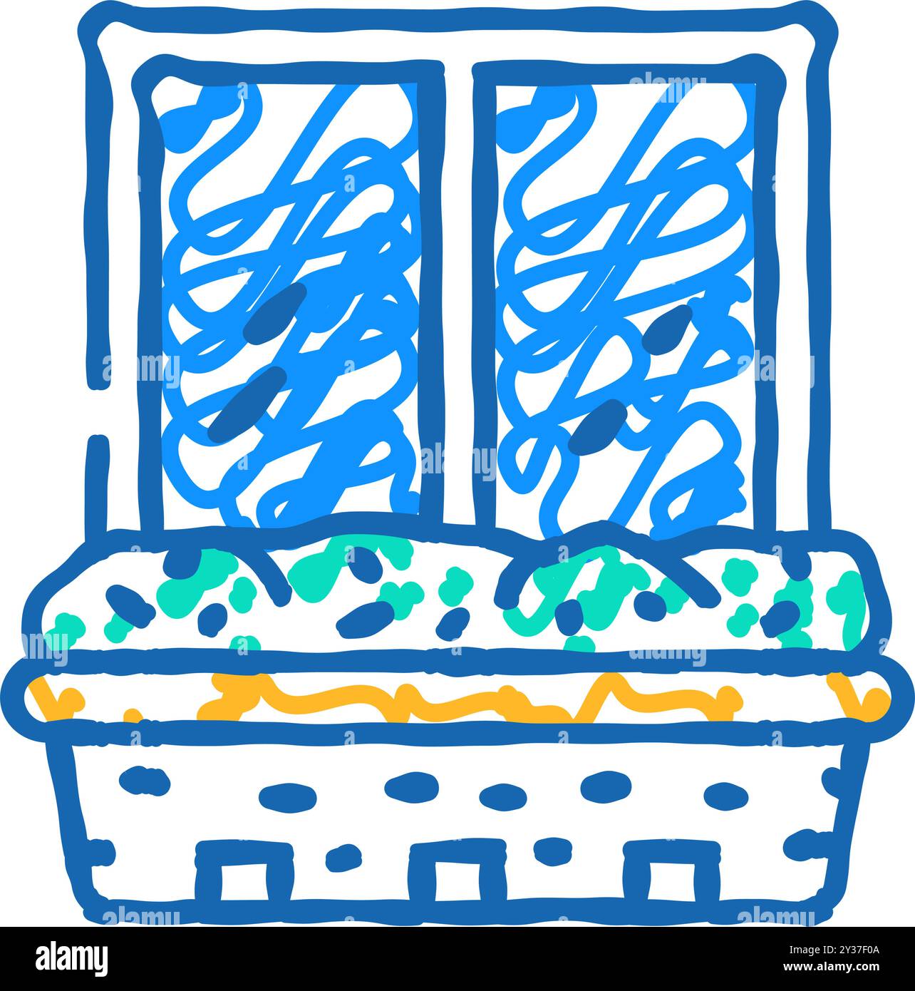 window boxes urban gardening icon doodle illustration Stock Vector ...