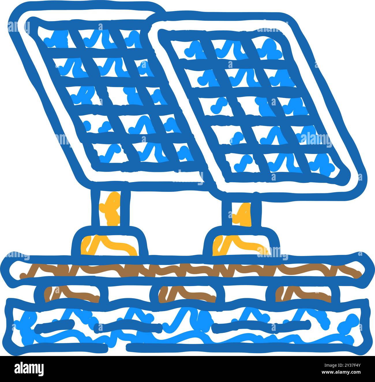 floating solar panel icon doodle illustration Stock Vector Image & Art ...