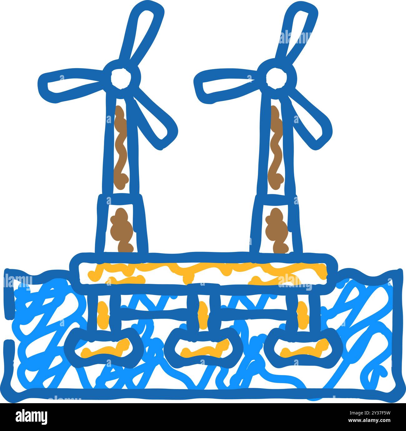 floating wave platform icon doodle illustration Stock Vector Image ...