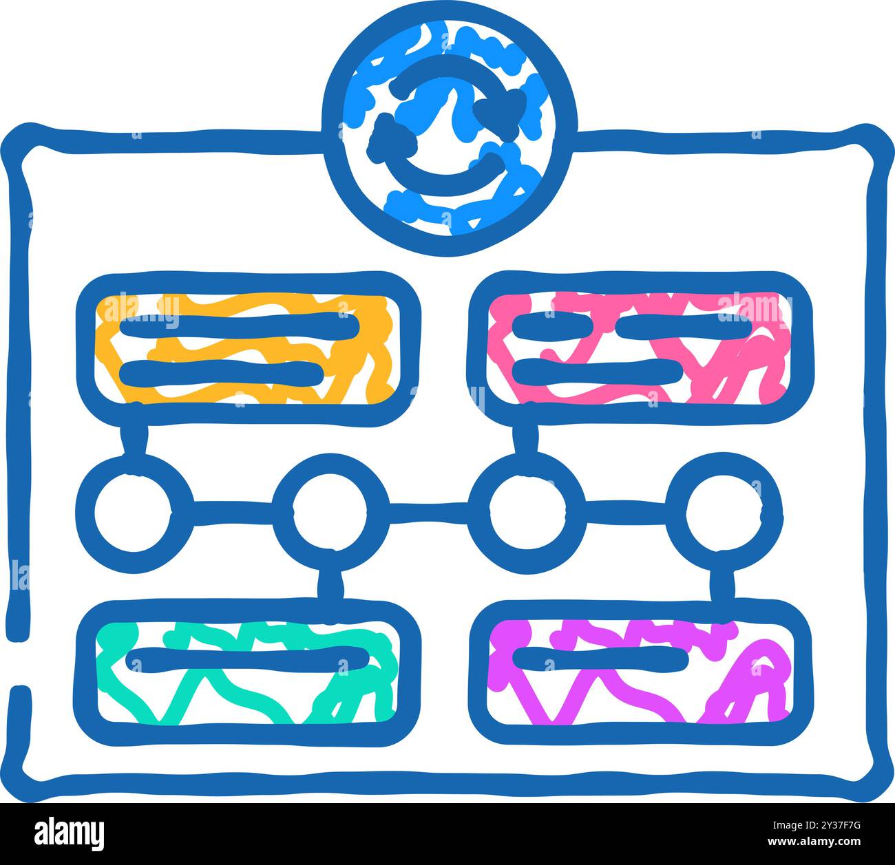 content updates technical writer icon doodle illustration Stock Vector ...