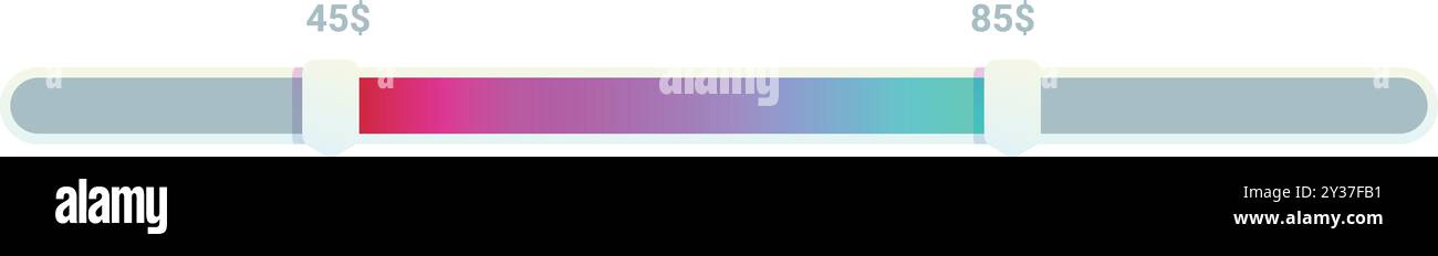 Horizontal price range slider bar with color gradient is representing ...