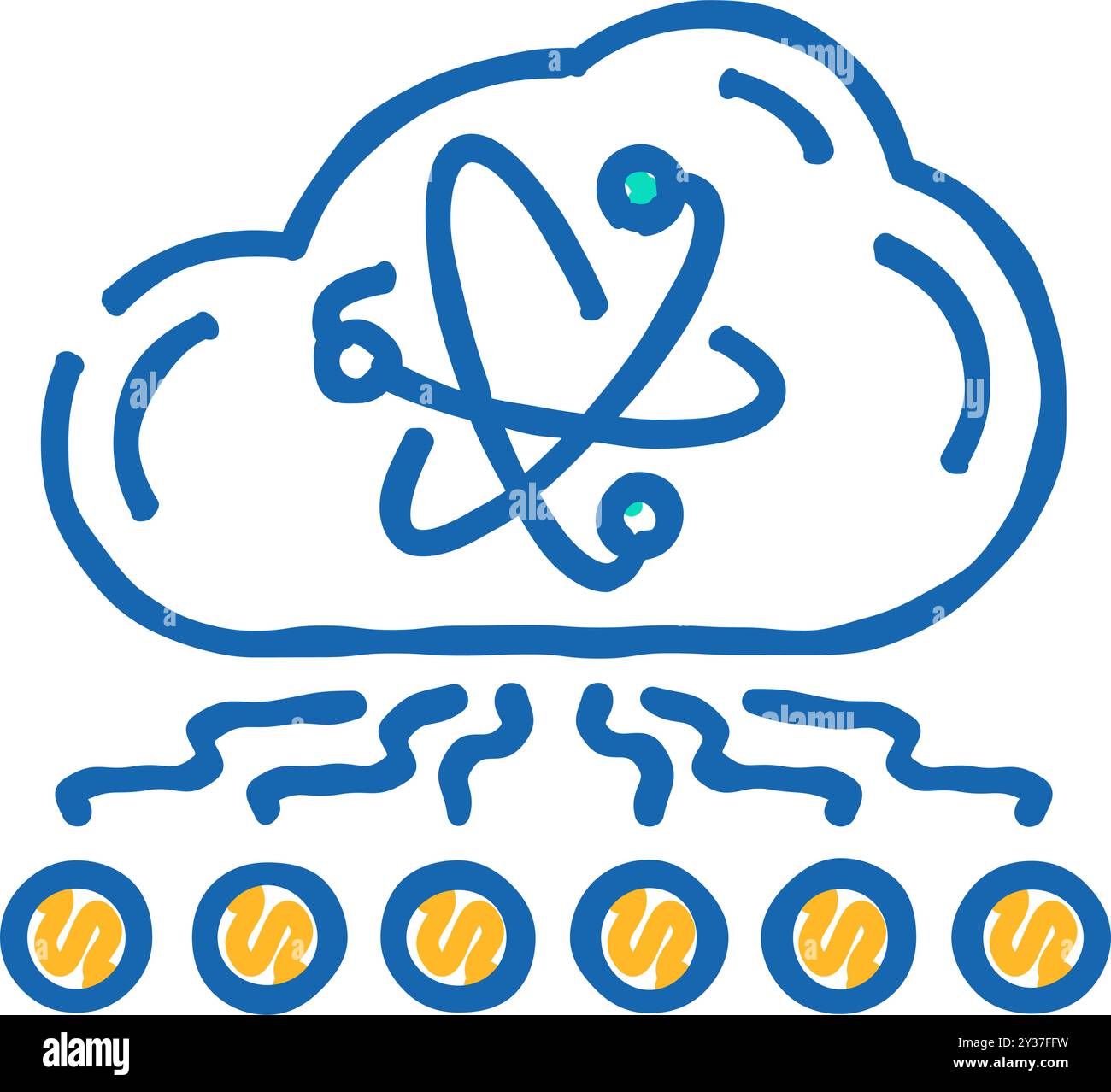 cloud computin quantum technology icon doodle illustration Stock Vector ...