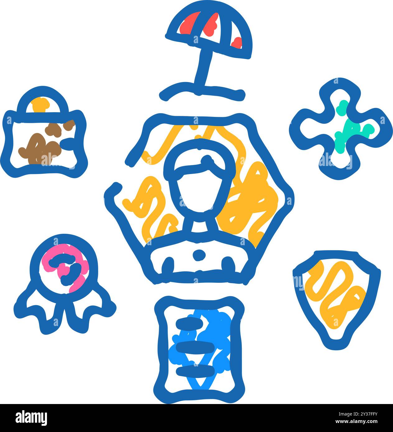 benefits administration business icon doodle illustration Stock Vector ...