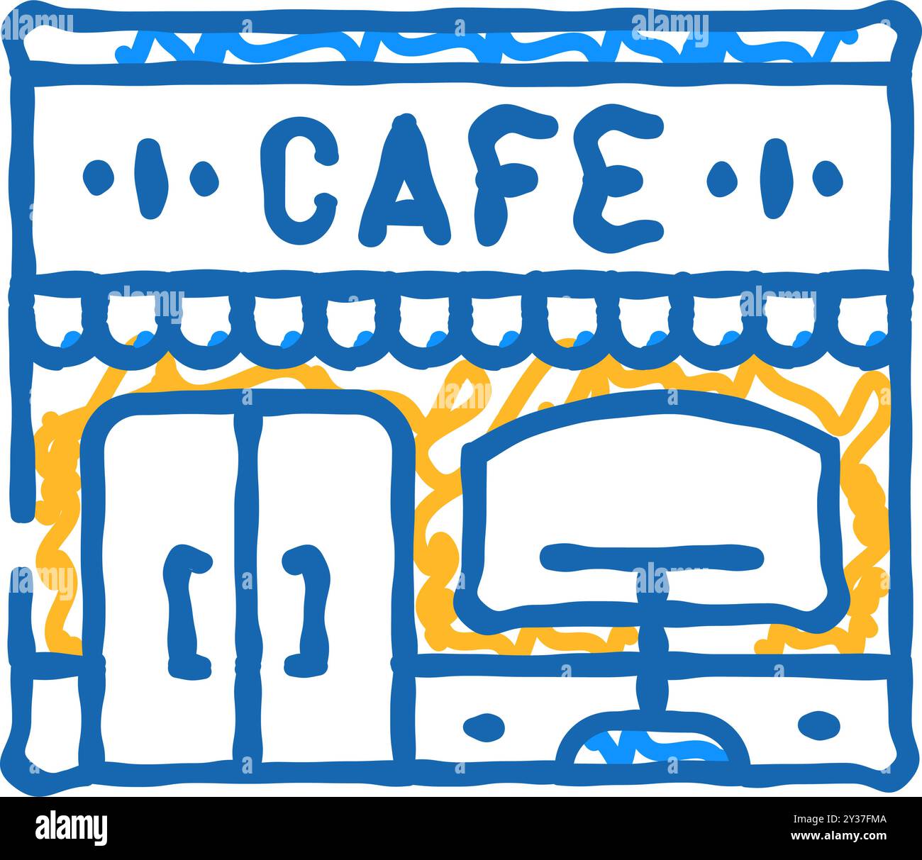 sidewalk cafe street cafe icon doodle illustration Stock Vector Image ...