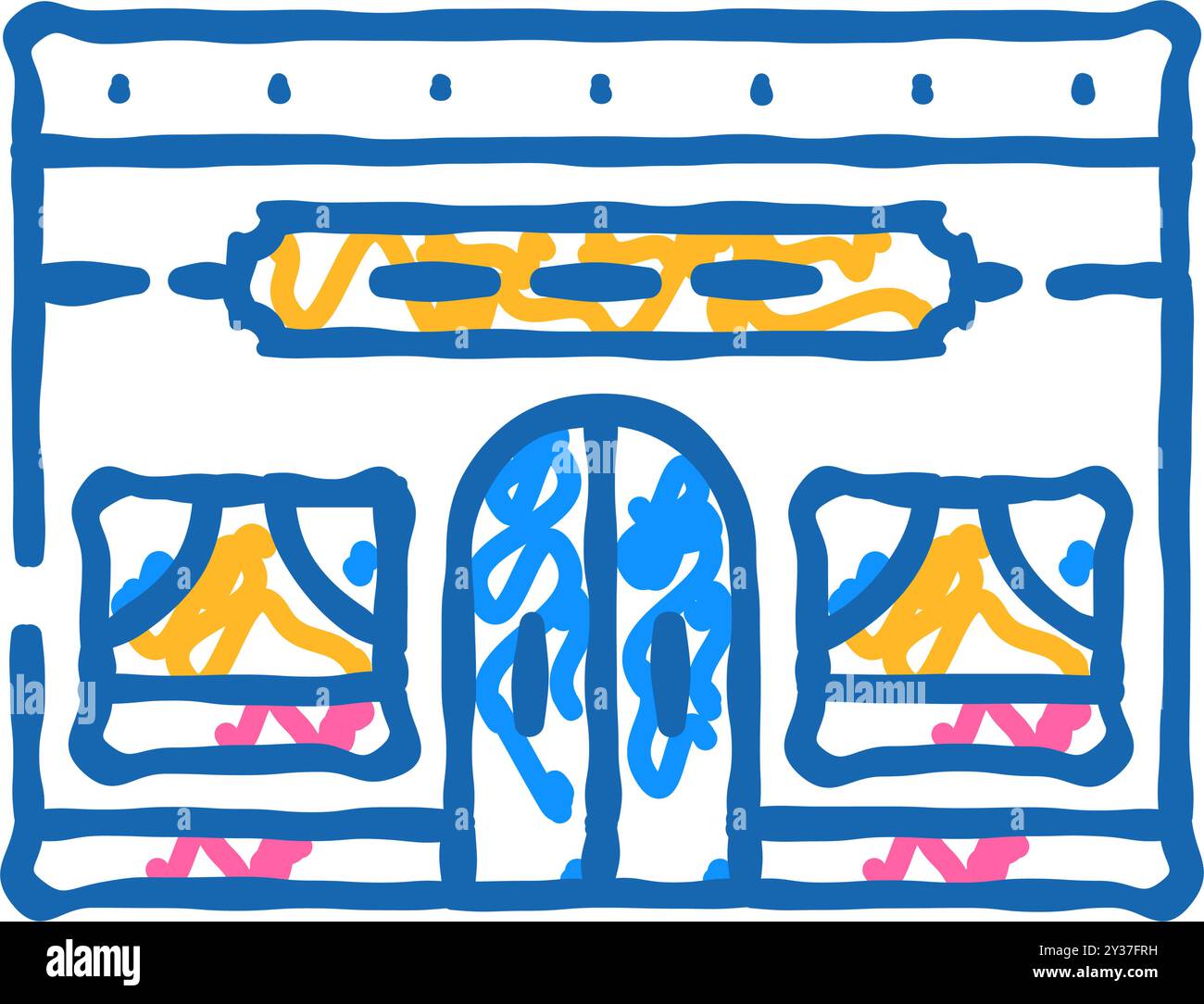 retro cafe street icon doodle illustration Stock Vector Image & Art - Alamy