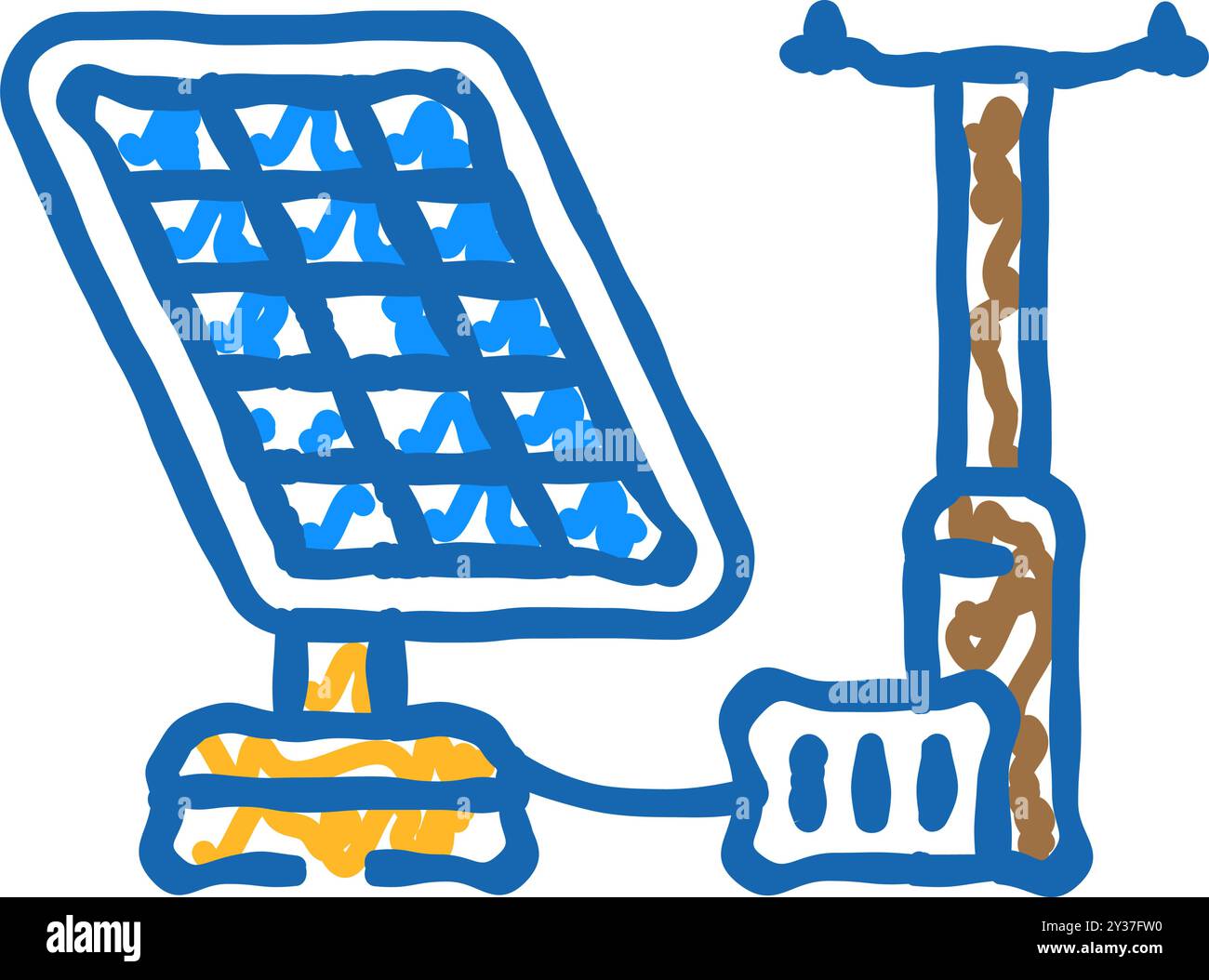 grid integration solar panel icon doodle illustration Stock Vector ...