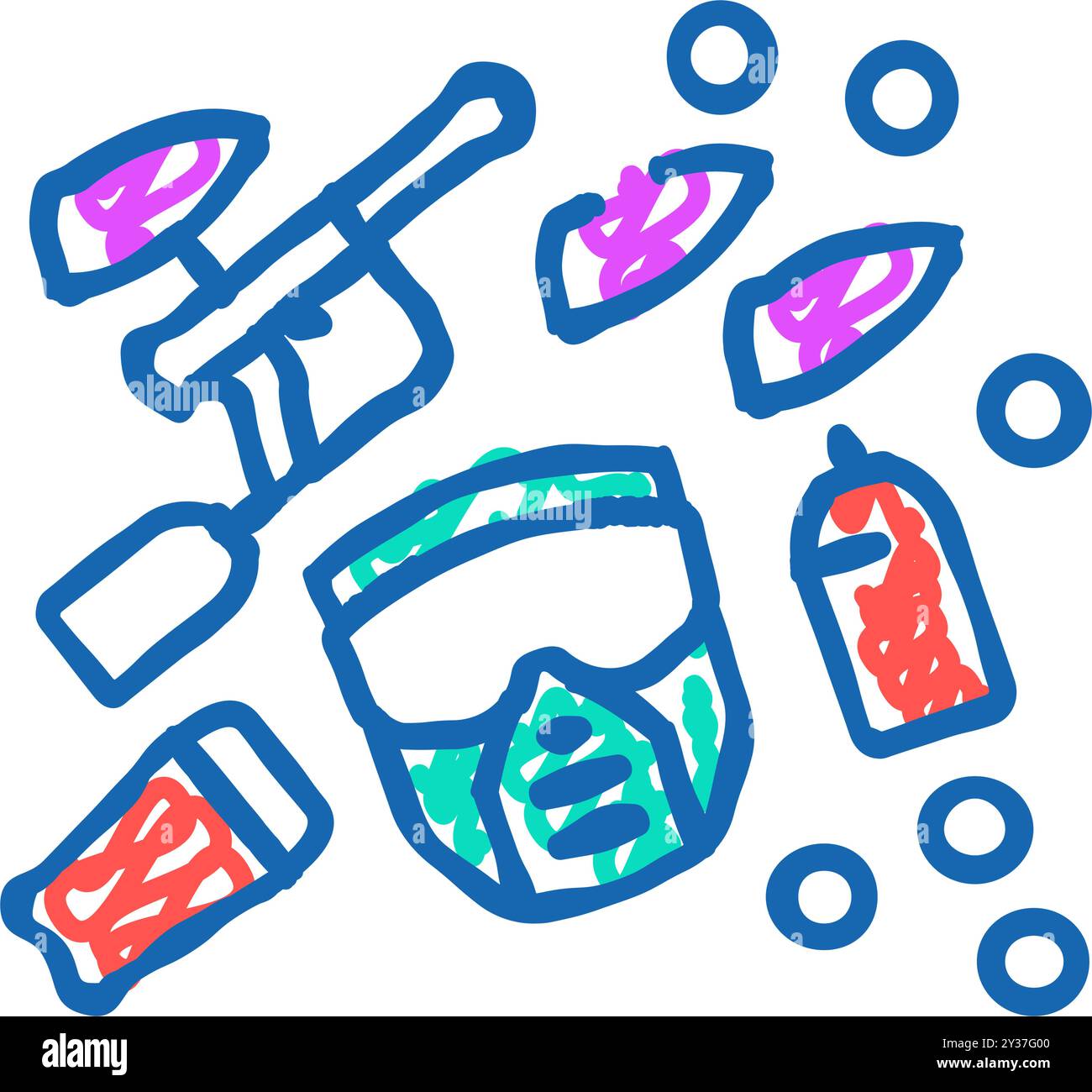 equipment paintball game icon doodle illustration Stock Vector Image ...