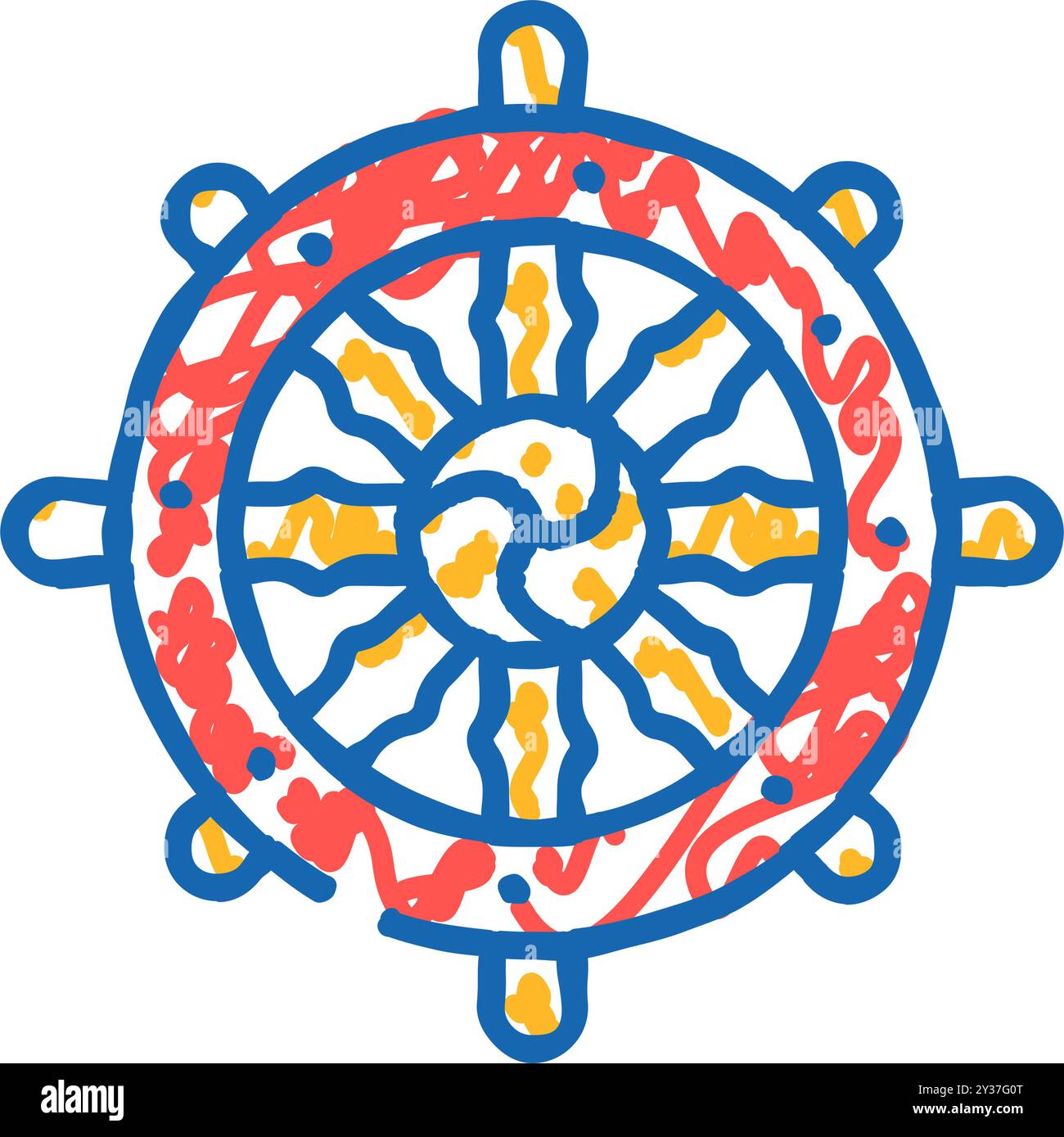 dharma wheel dharmachakra icon doodle illustration Stock Vector Image ...