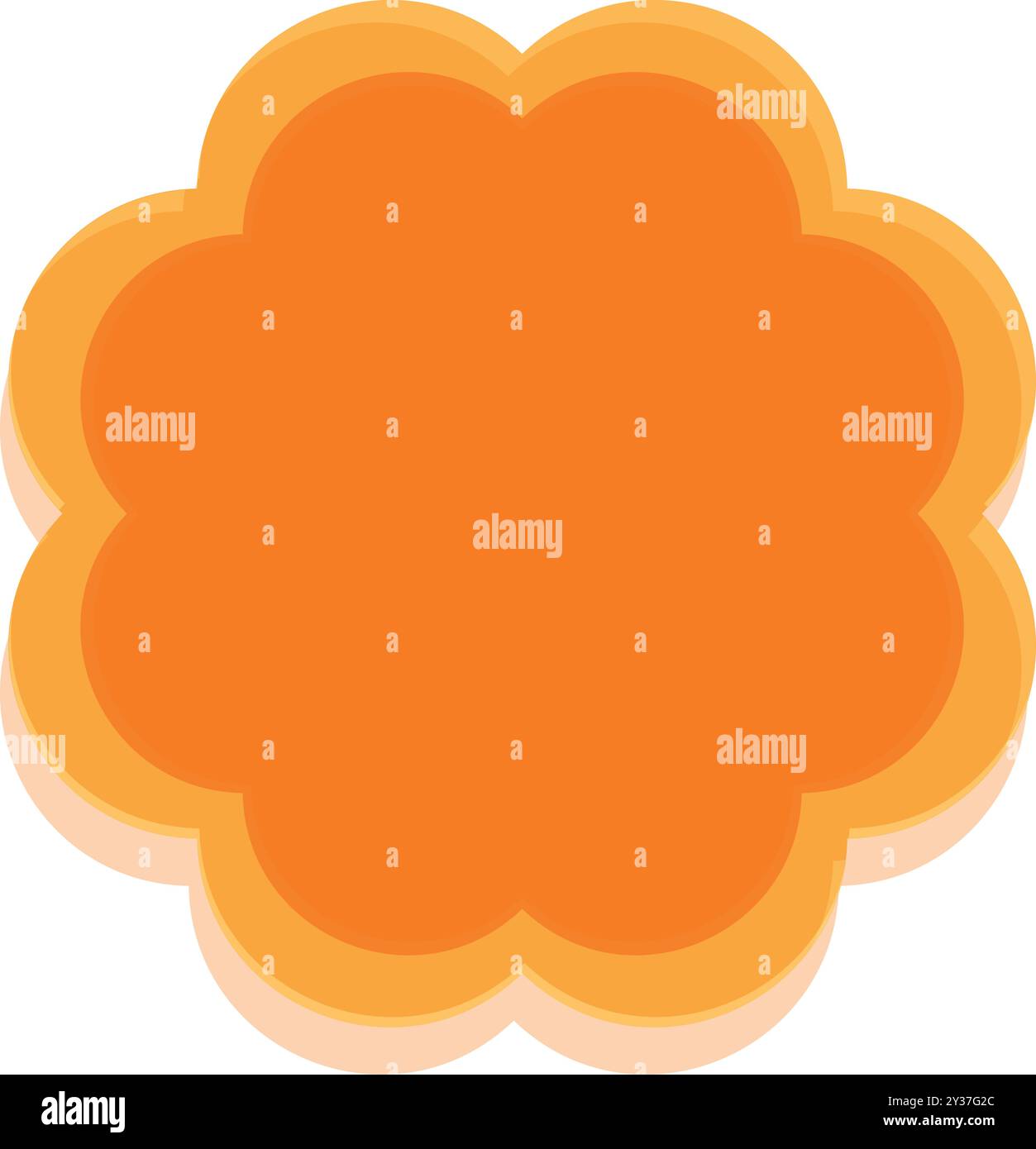 Orange flower shaped blank text box with shadow is isolated on a white ...