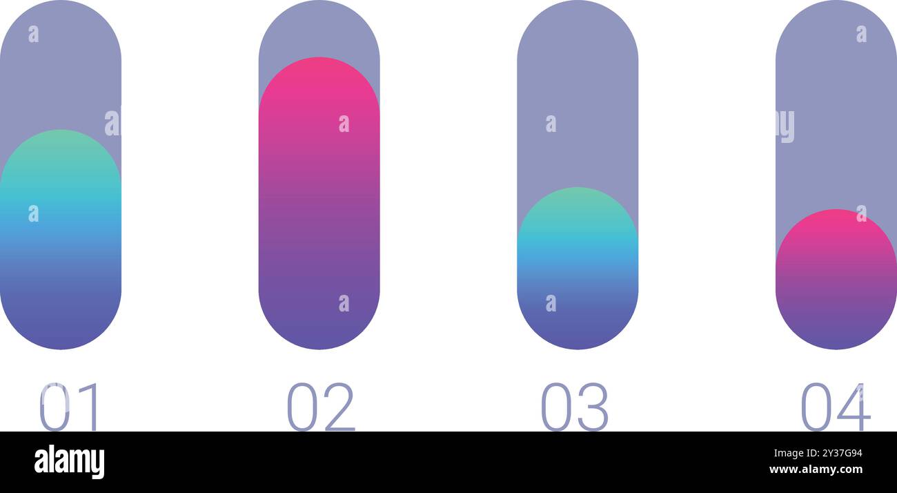 Set of four vertical loading bars with a modern gradient design ...