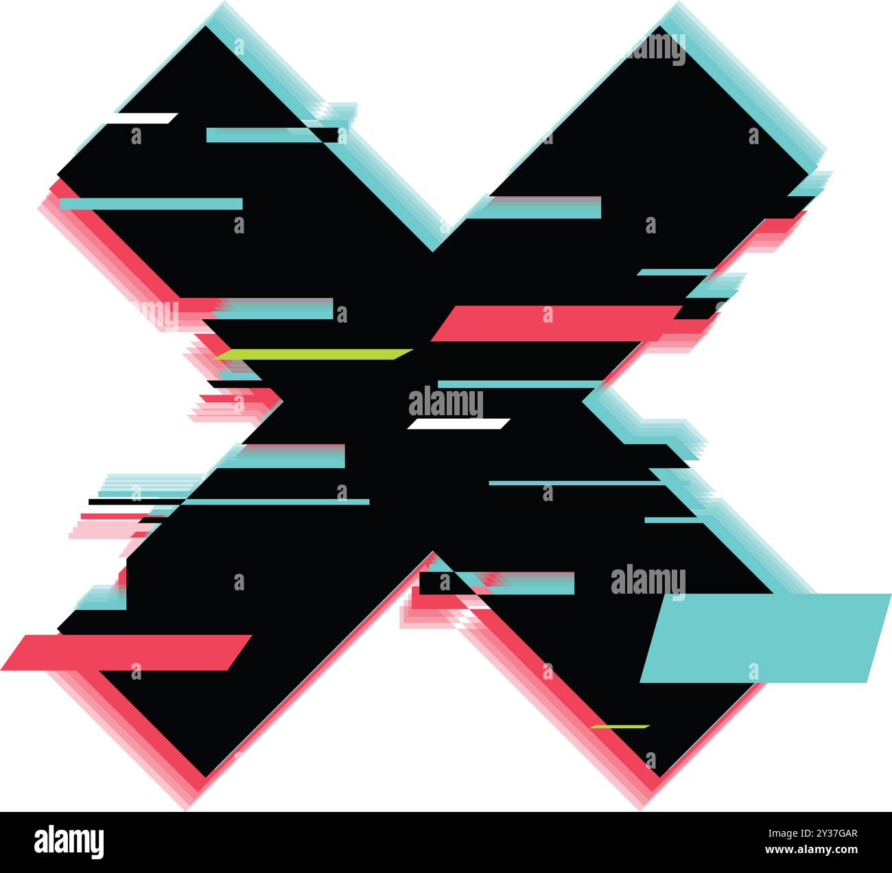 Black cross with rgb color glitches, giving a distorted and futuristic ...