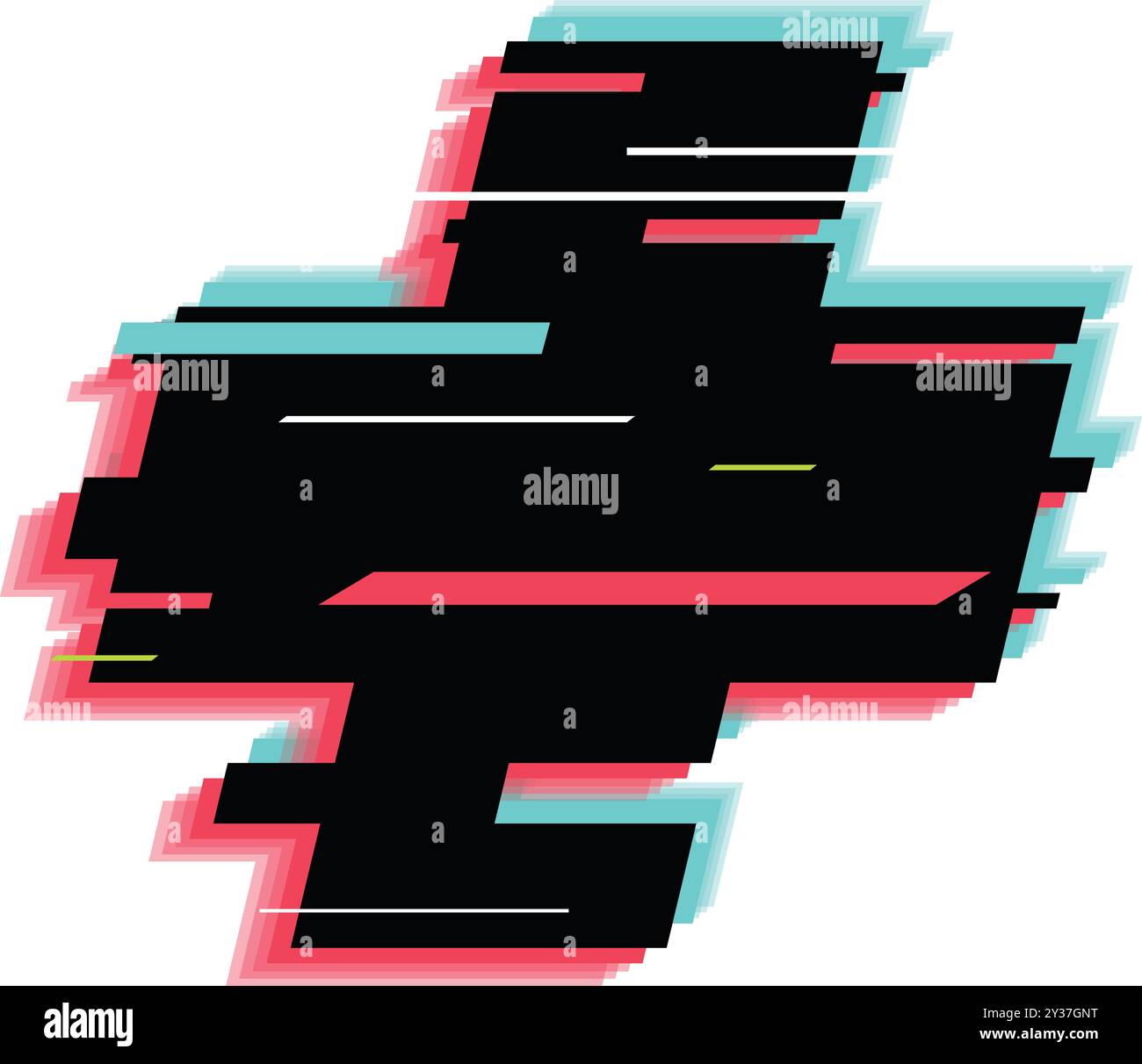 Abstract illustration depicting a black shape distorting with a glitch ...