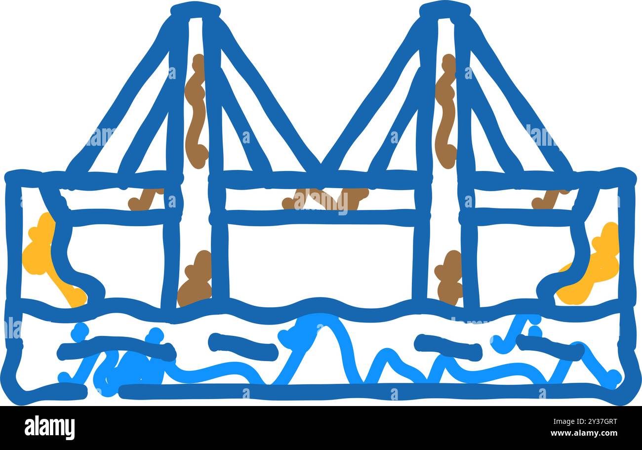cable-stayed bridge icon doodle illustration Stock Vector Image & Art ...