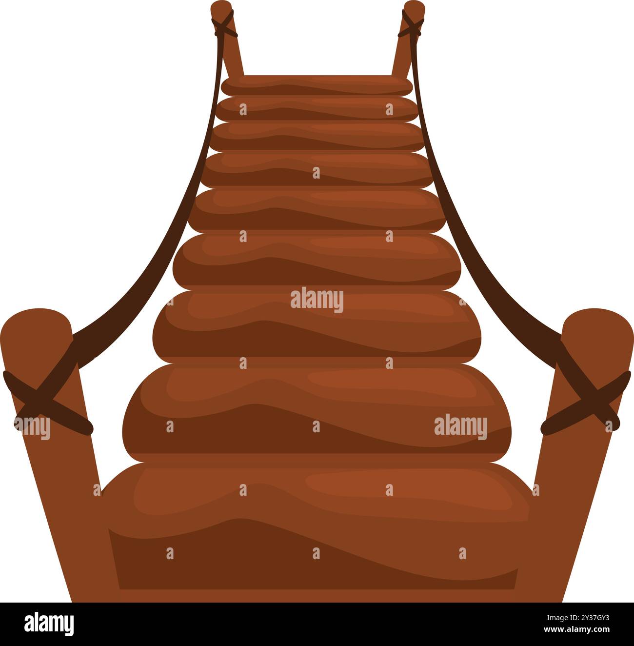 Simple illustration of a wooden hanging bridge leading upwards, giving ...