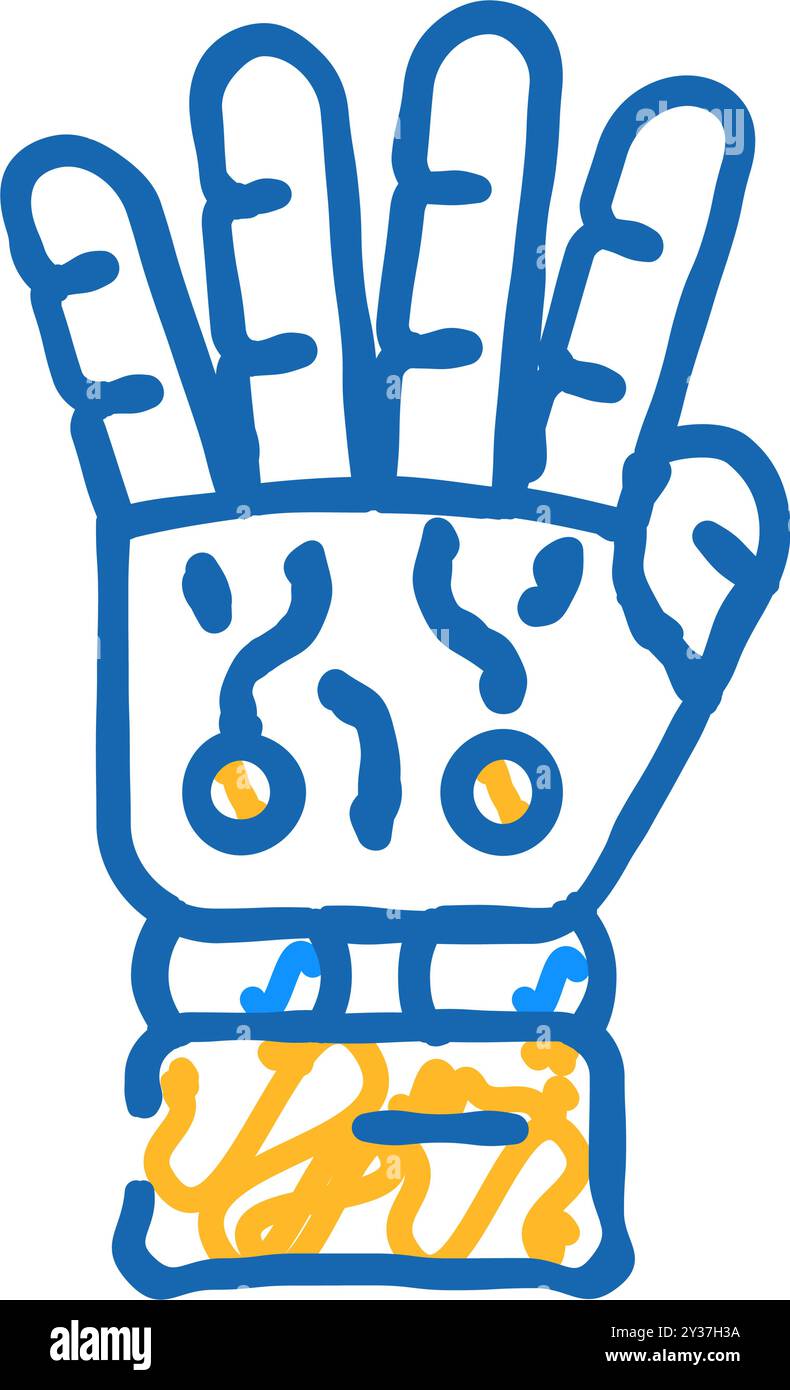 palm robot hand gesture icon doodle illustration Stock Vector Image ...