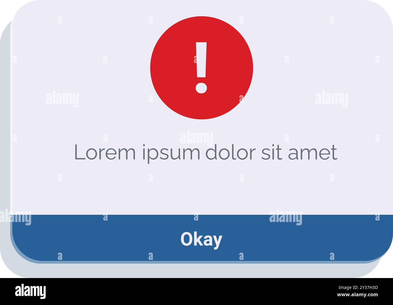 Digital alert message with an exclamation mark symbol, informing the ...