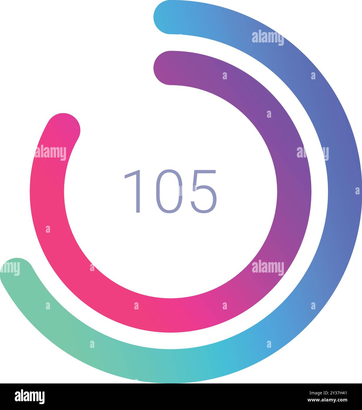 Colorful three quarter circle infographic chart is showing 105 percent ...