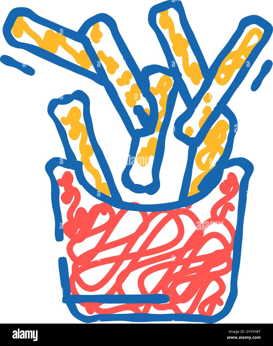 french fries fast food icon doodle illustration Stock Vector Image ...