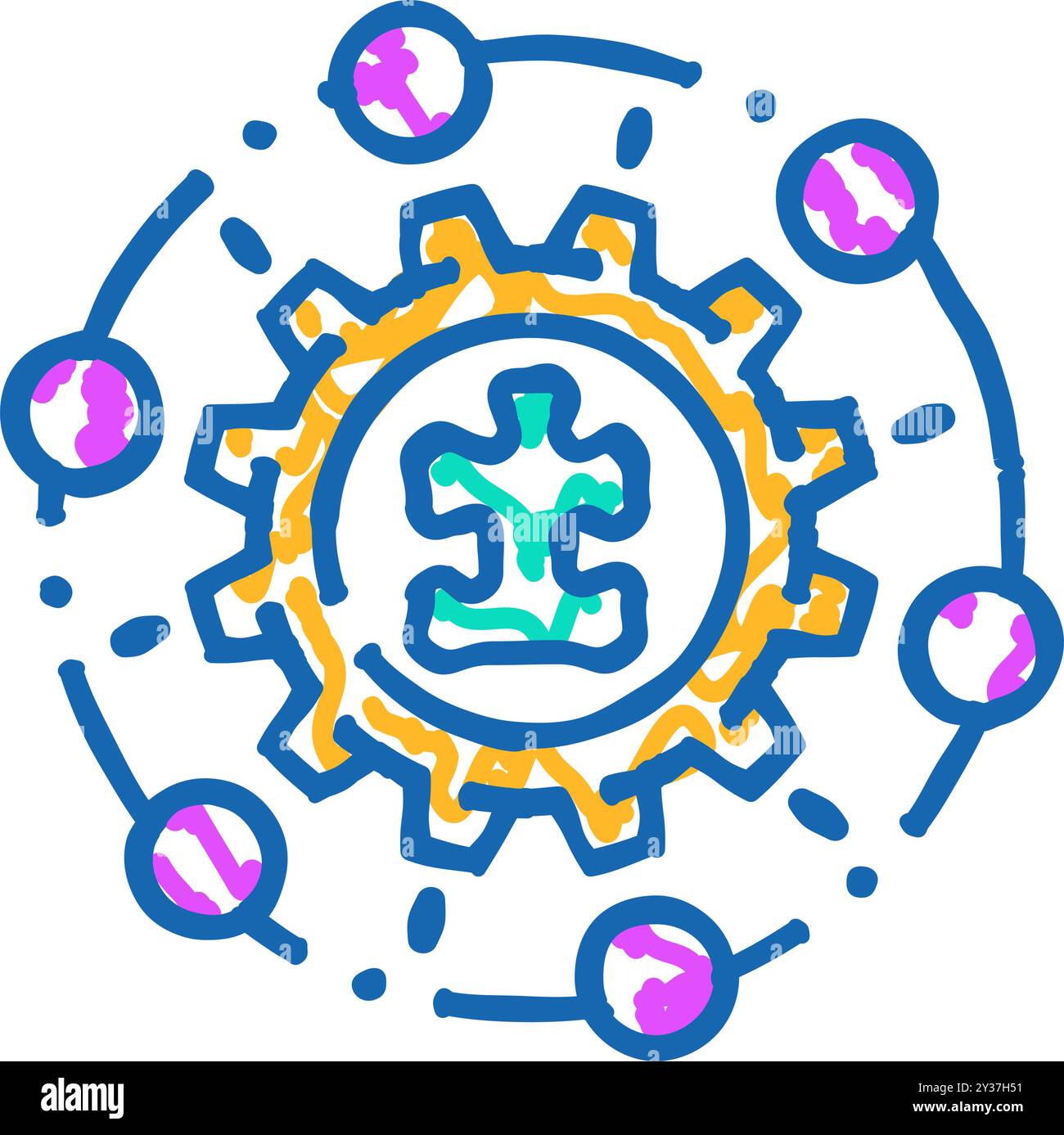 system integration business process icon doodle illustration Stock ...