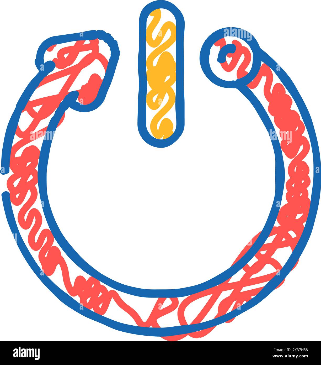 automatic shut down product label caution icon doodle illustration ...