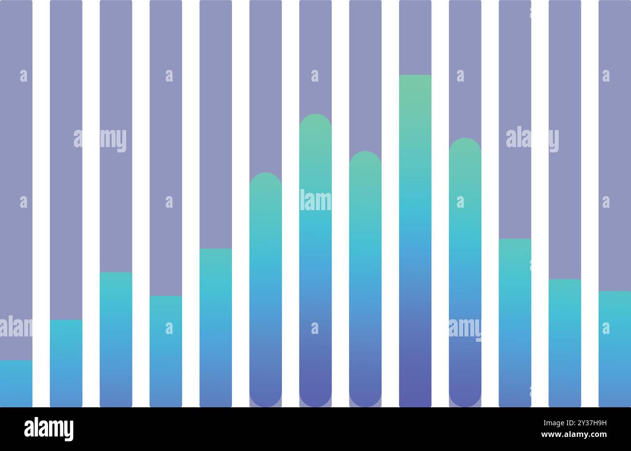 Modern bar chart representing increasing market growth with a gradient ...