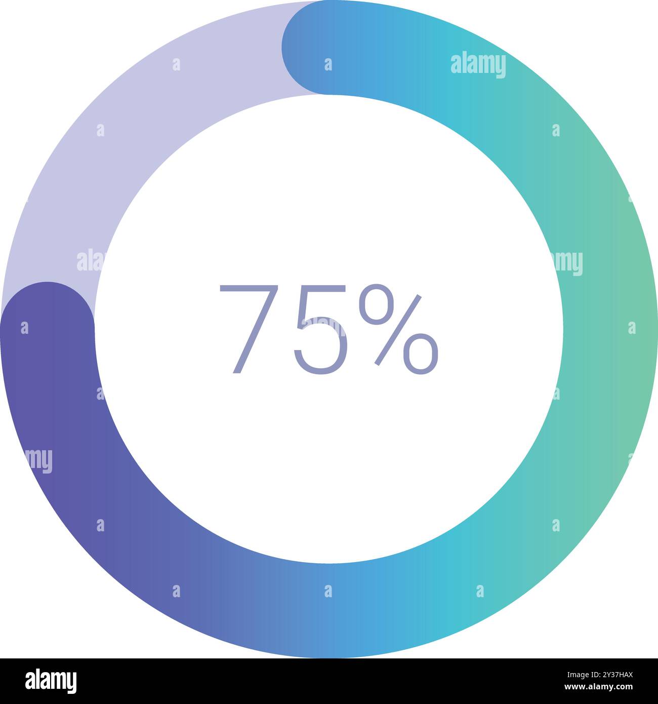 Circular infographic pie chart displaying seventy five percent ...