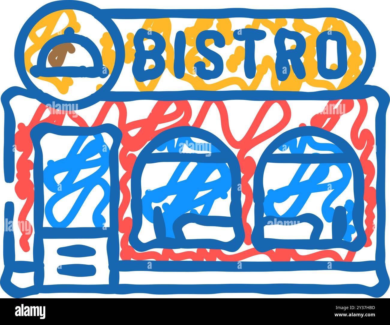 bistro street cafe icon doodle illustration Stock Vector Image & Art ...