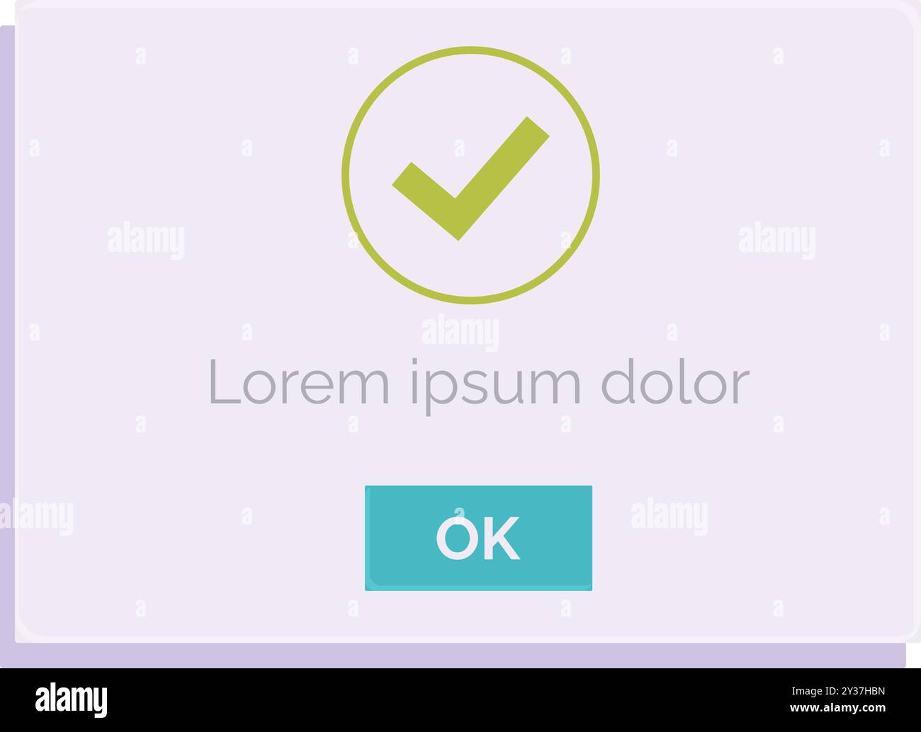 Confirmation popup window with green check mark icon showing successful operation Stock Vector ...