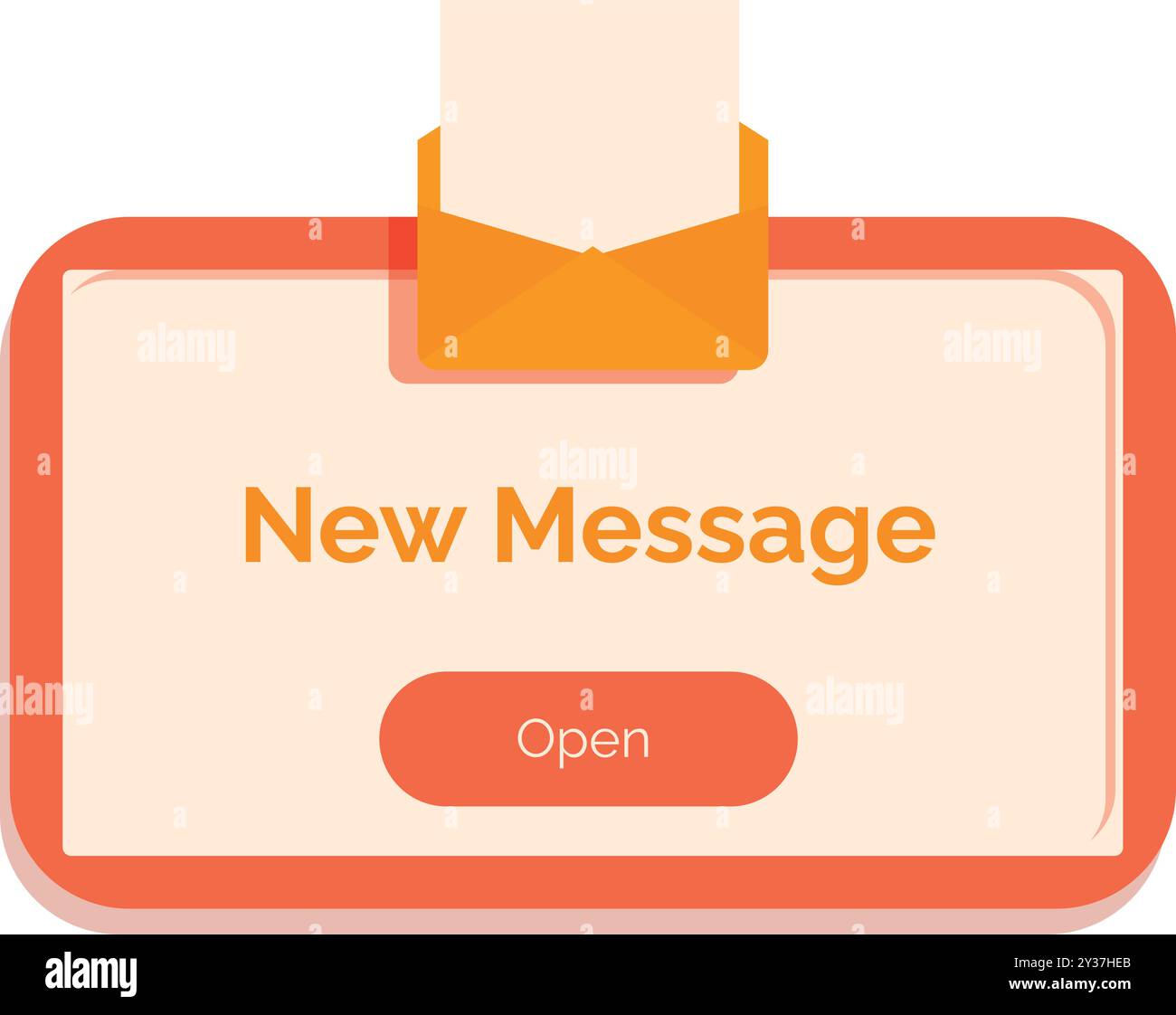 New message notification appearing on a digital screen with an envelope ...