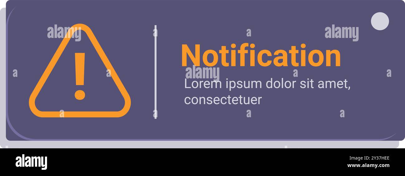 Notification banner with exclamation point in triangle warning about ...