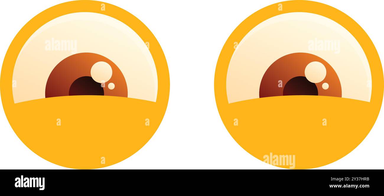 Pair Of Cartoon Eyes Looking Down With A Funny And Cute Expression