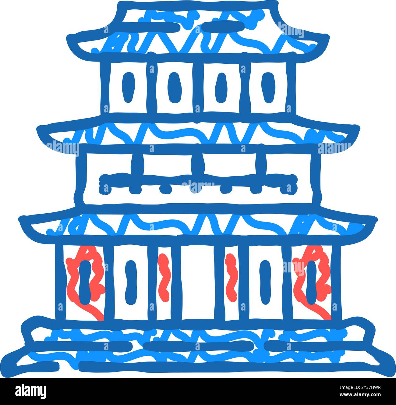 buddhist temple buddhism icon doodle illustration Stock Vector Image ...