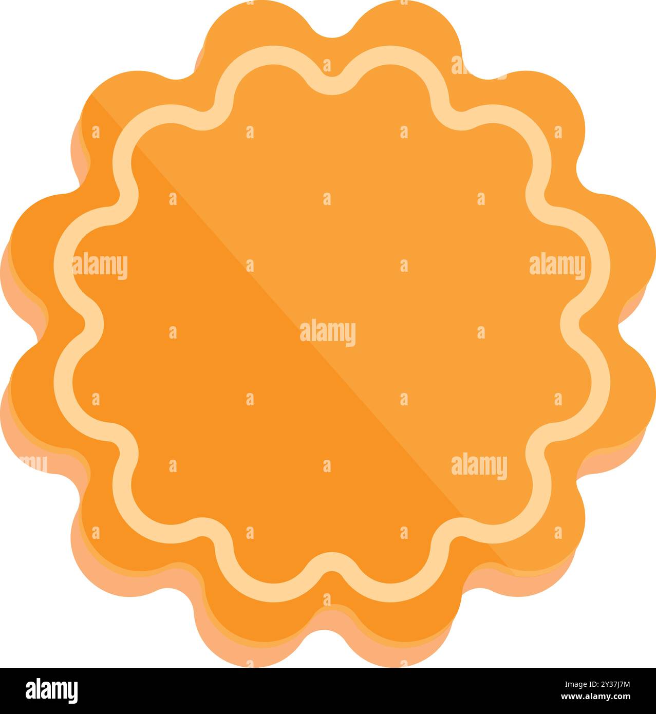 Round orange blank label with a scalloped edge is laying flat Stock ...