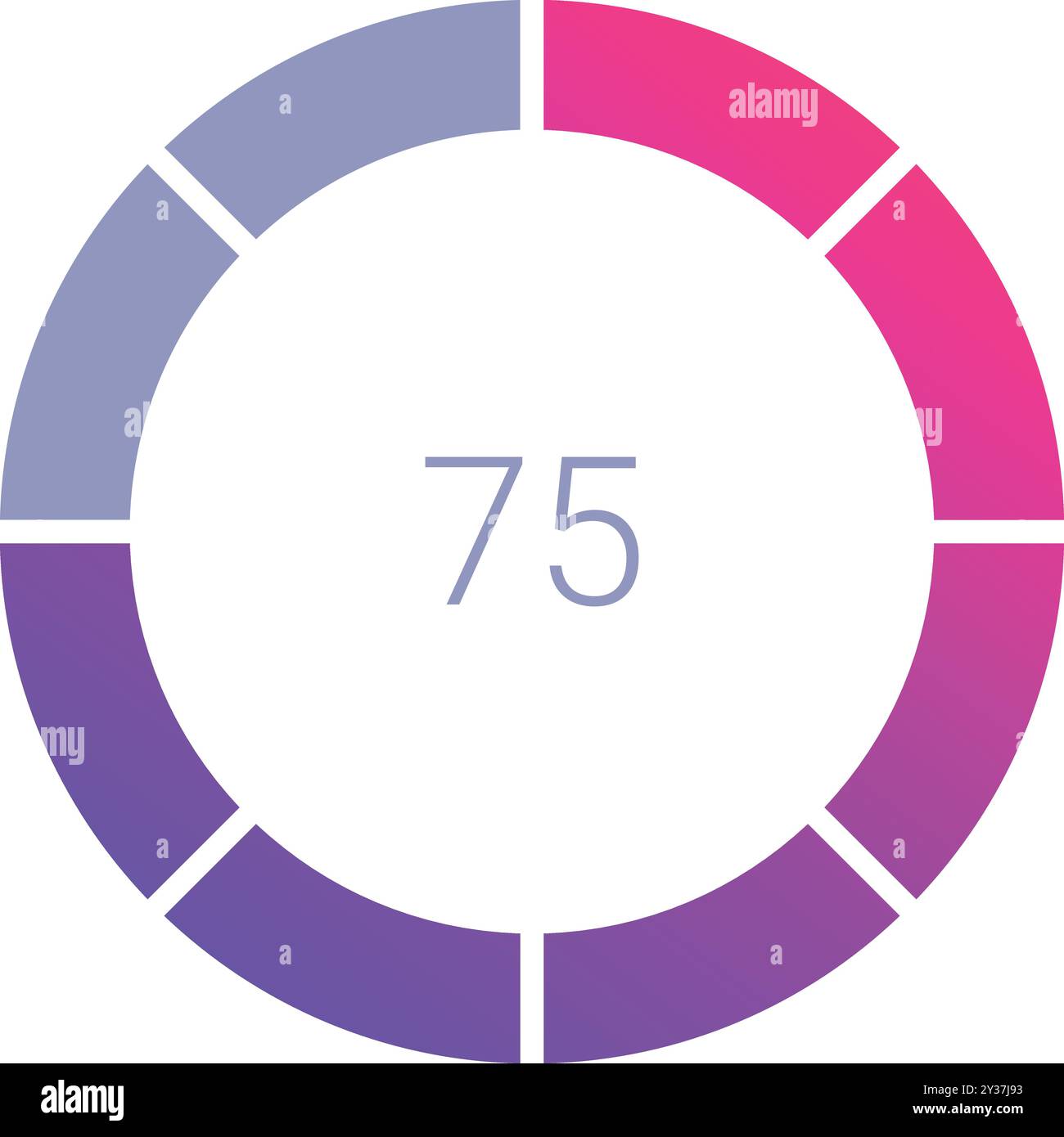 Gradient pie chart representing seventy five percent, visualizing ...