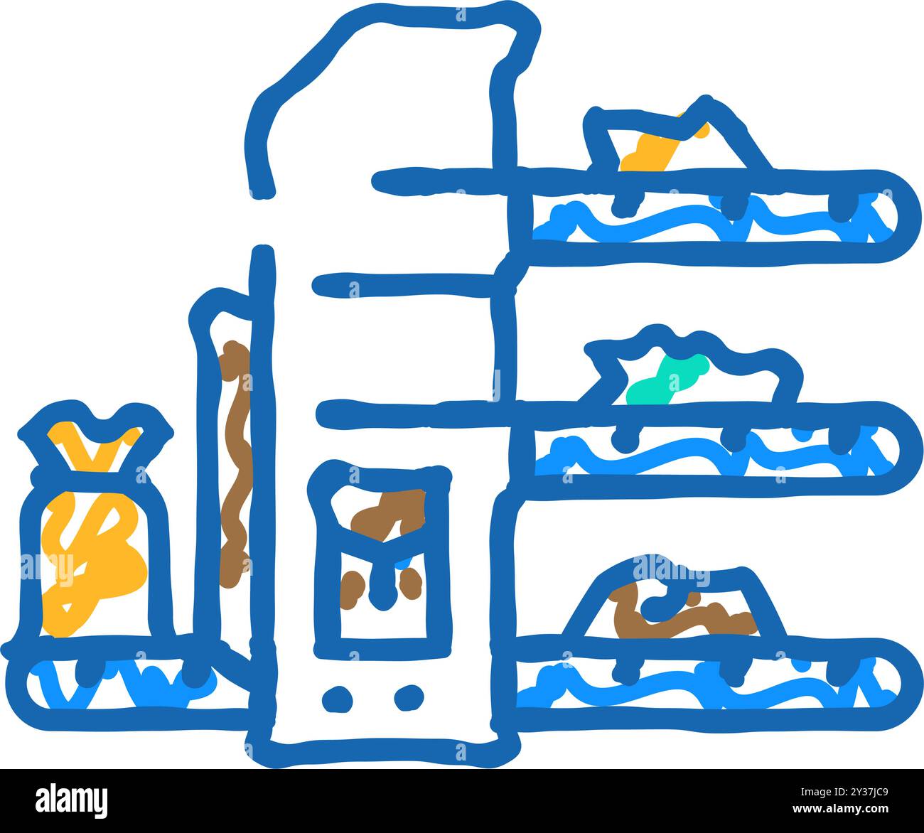 material recovery facility mrf icon doodle illustration Stock Vector ...