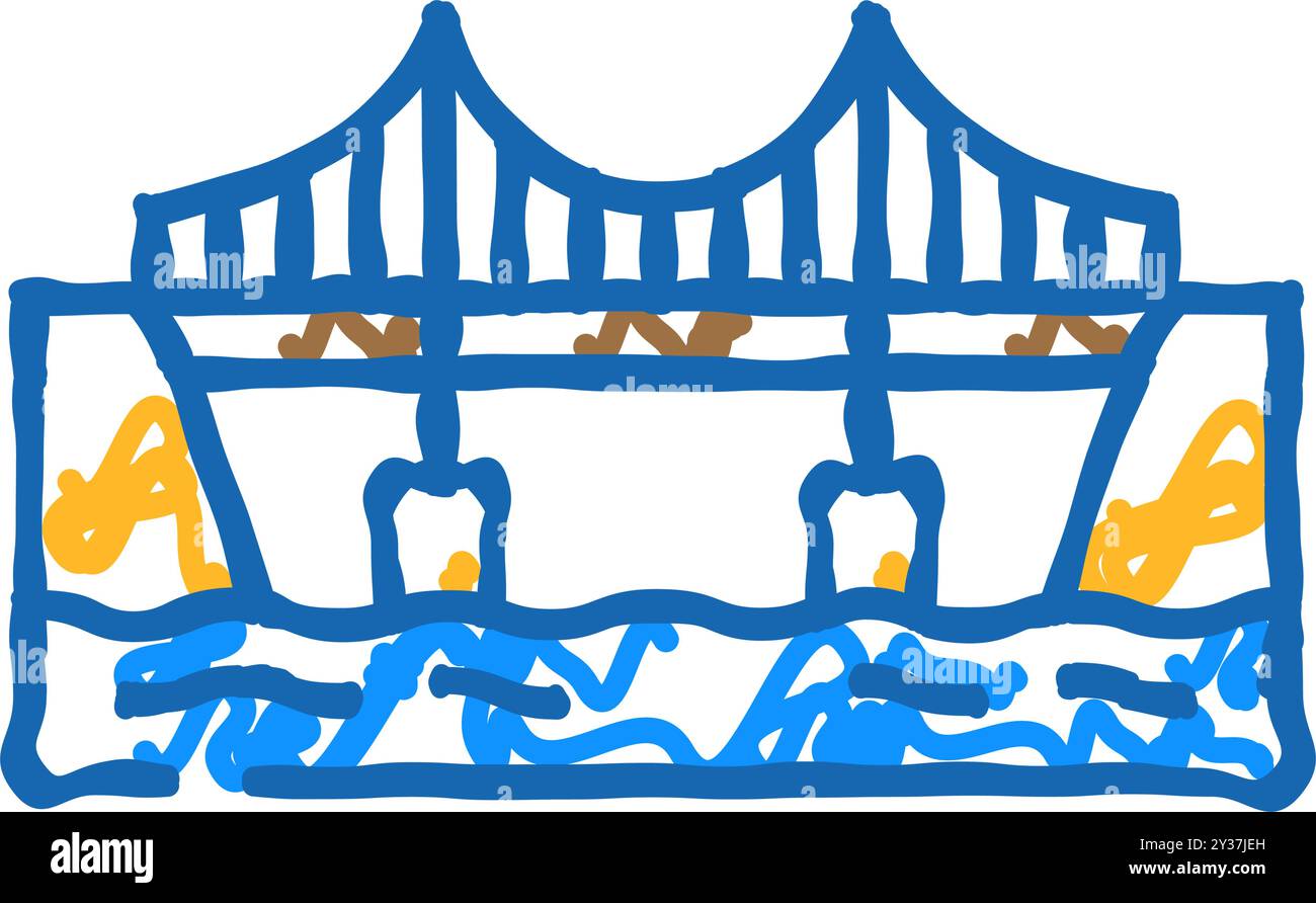 suspension bridge icon doodle illustration Stock Vector Image & Art - Alamy