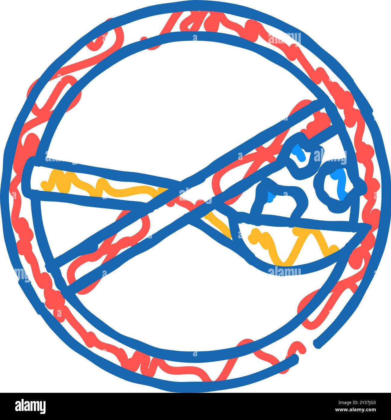 sugar free product label warning icon doodle illustration Stock Vector ...