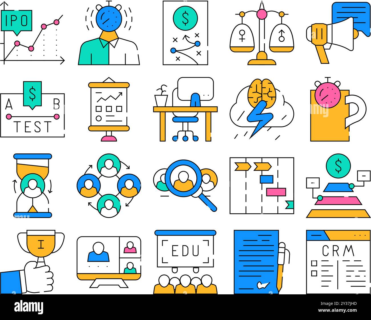 Business Situations Collection Icons Set Vector Illustration Stock ...