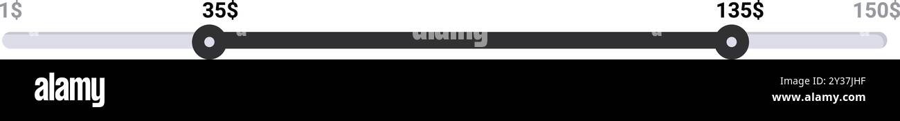 Minimalistic price range slider highlighting value on white background ...