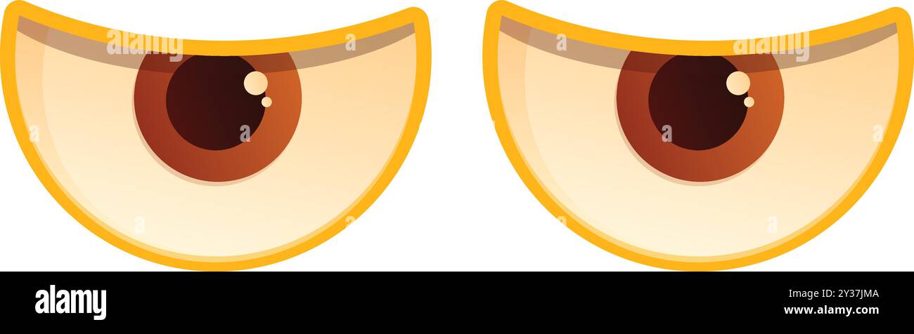 Pair of cartoon eyes is expressing boredom with half closed eyelids and ...