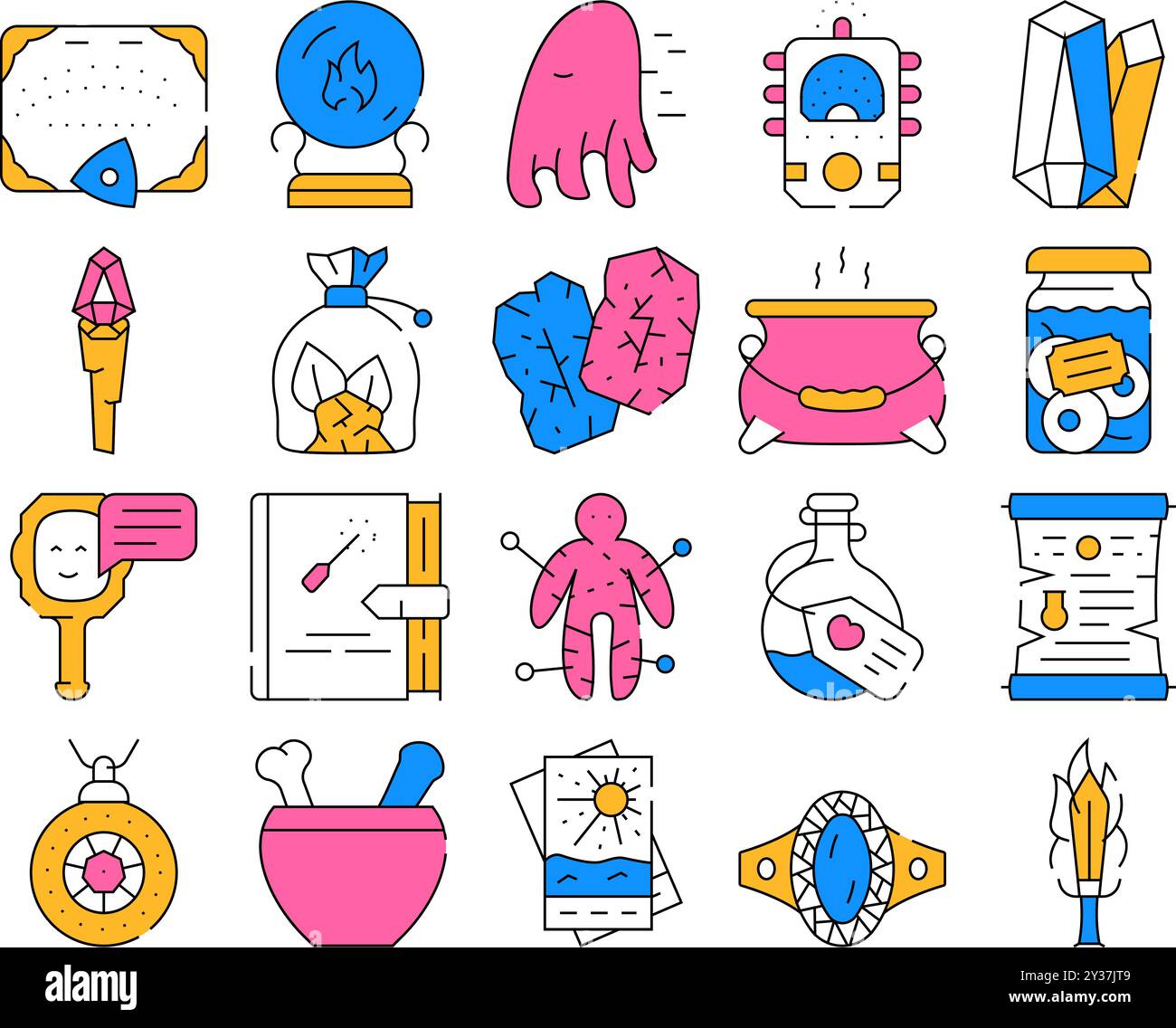 Magic Mystery Objects Collection Icons Set Vector Stock Vector Image ...