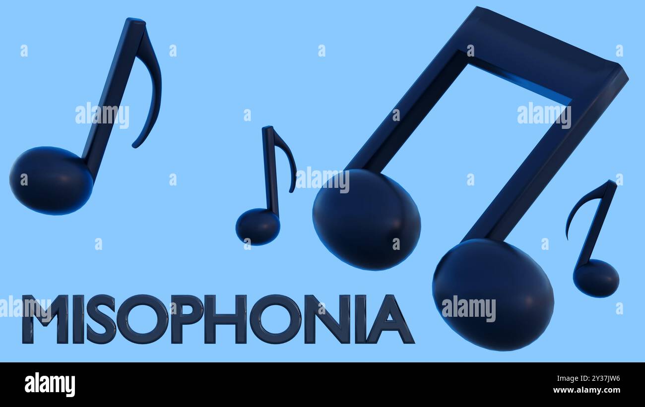 3D rendering of blocks labeled 'MISOPHONIA' People with this condition ...