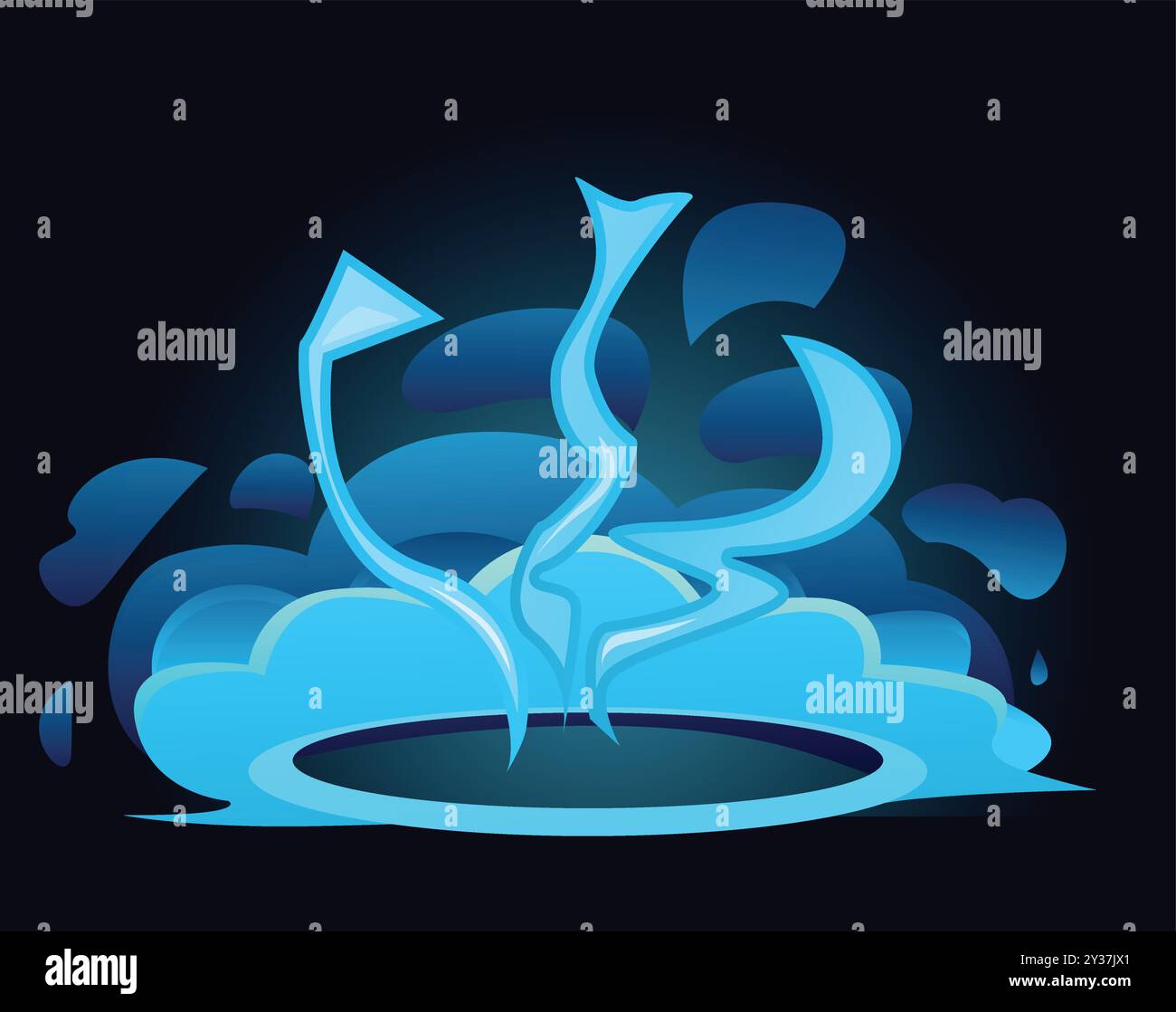 Blue glowing magical portal opening with energy light beams swirling ...