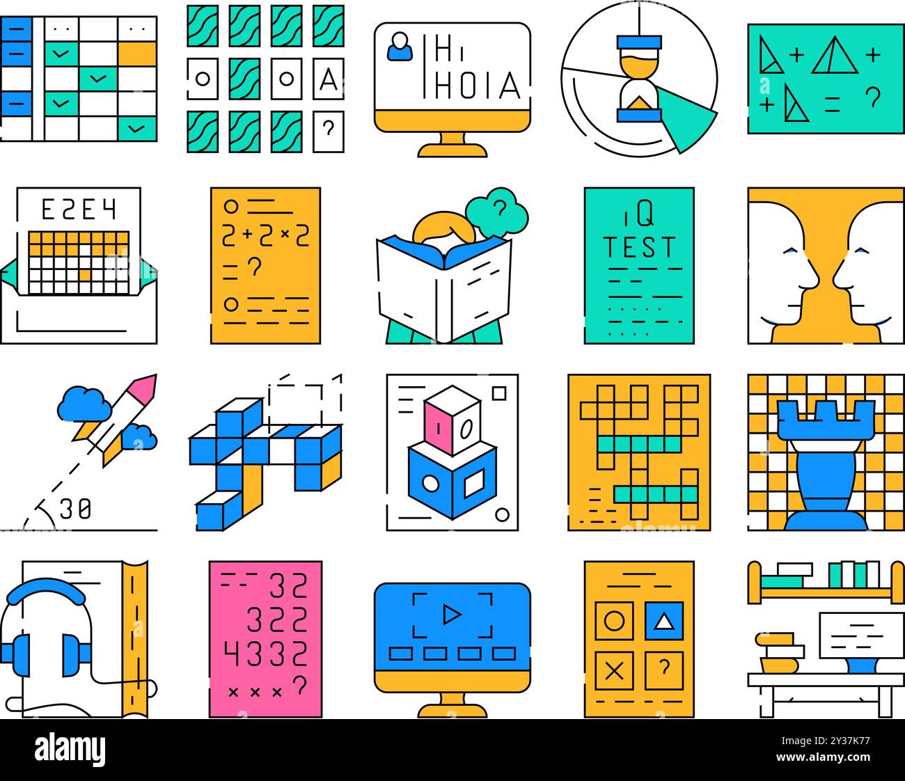 Self Study Lessons Collection Icons Set Vector Stock Vector Image & Art ...