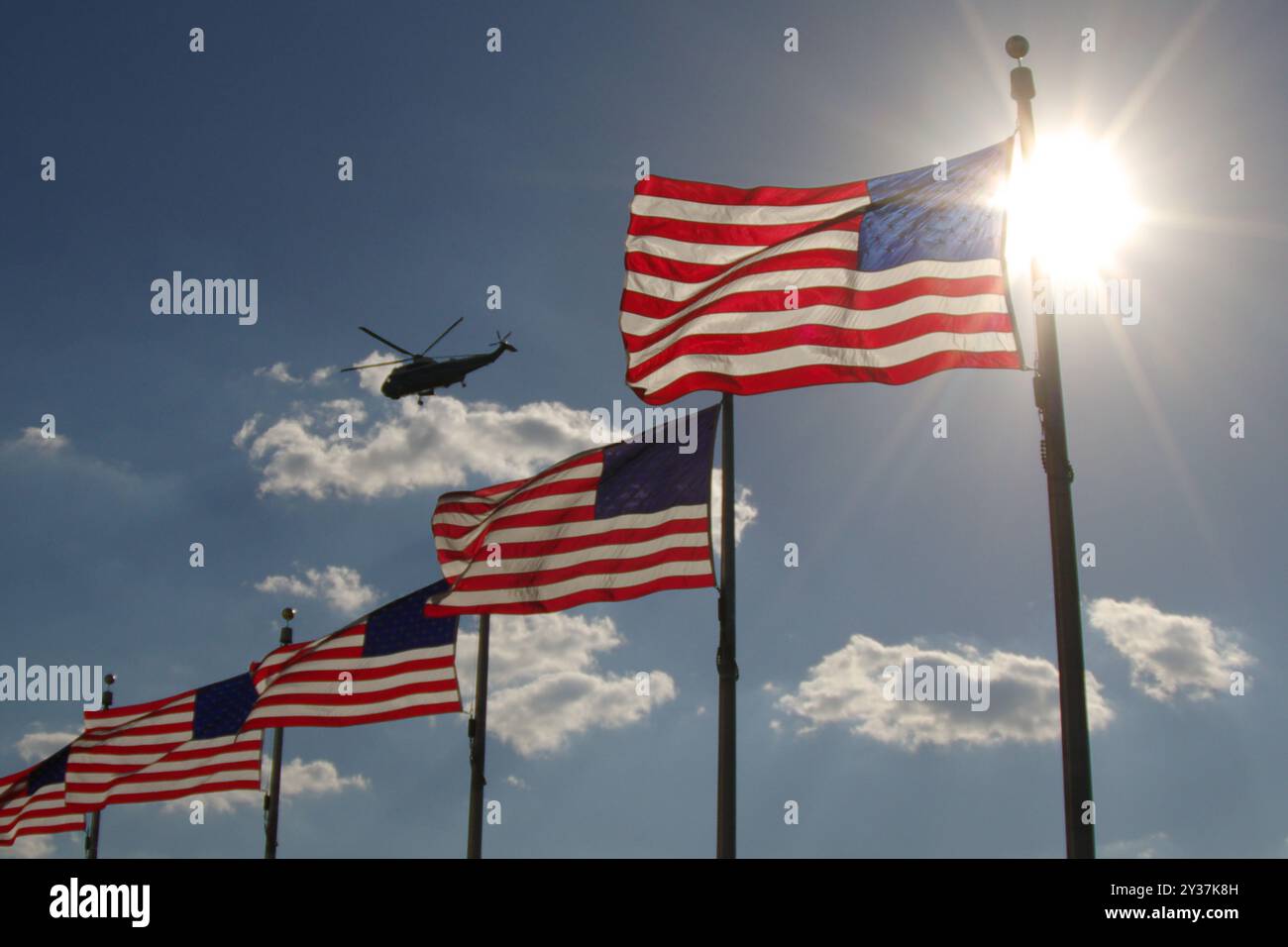 Washington, DC, USA. 10 Sep 2024. Marine One flies over the American ...