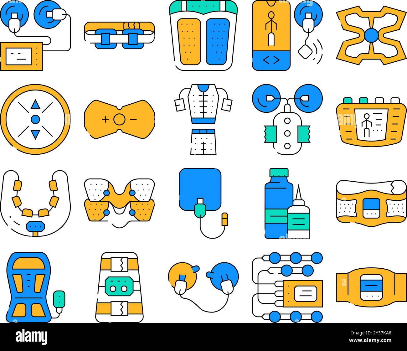 Ems Training Device Collection Icons Set Vector Stock Vector Image ...