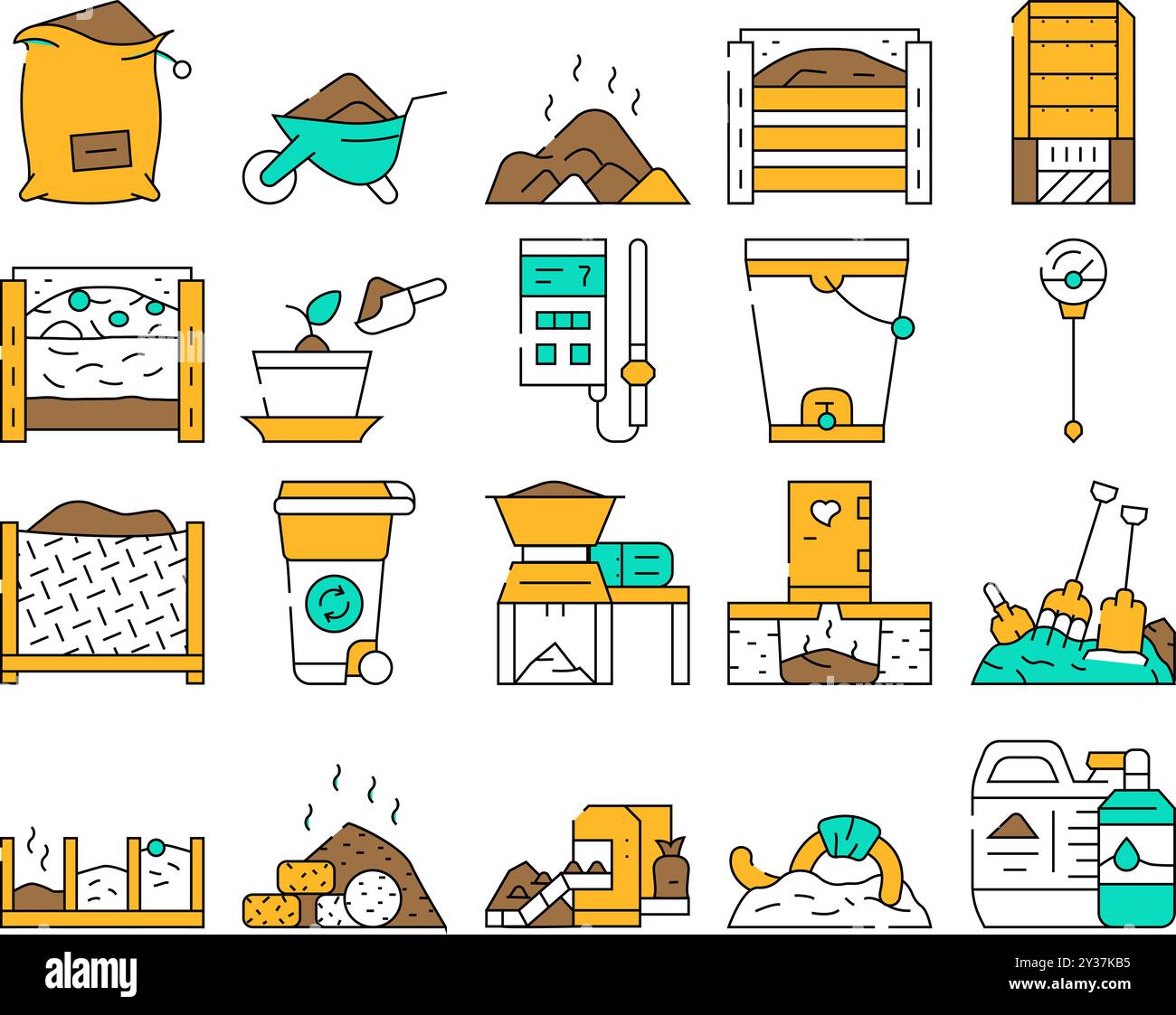 Compost Production Collection Icons Set Vector Stock Vector Image & Art ...