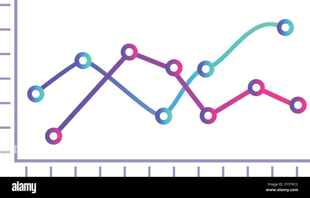 Colorful line graph is displaying various data sets over a period of ... Colorful line graph is displaying various data sets over a period of ...