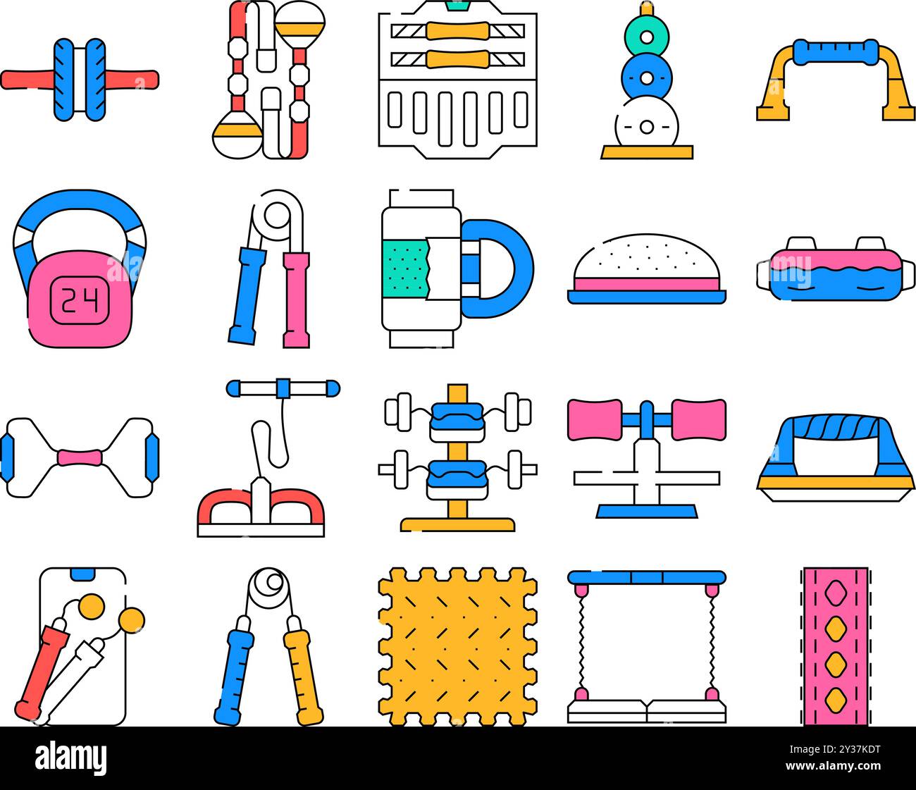 Home Gym Equipment Collection Icons Set Vector Stock Vector Image & Art ...